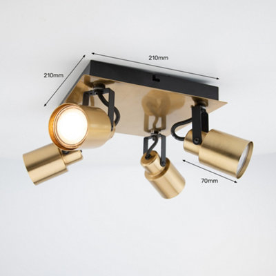 Lucy Spotlight Polished Gold Black GU10 LED Compatible 3-Plate Triple ...