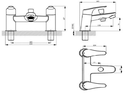 Lujo Chrome Bath Shower Mixer Tap, Complete Kit with Hose, Handset and ...