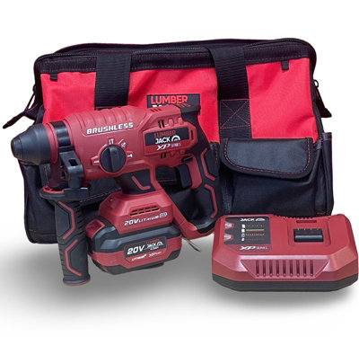 Lumberjack 20V Brushless SDS Drill 1x 4Ah Battery, Fast Charger & Small ...