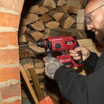 Lumberjack 20V Brushless SDS Drill 1x 4Ah Battery, Fast Charger & Small ...