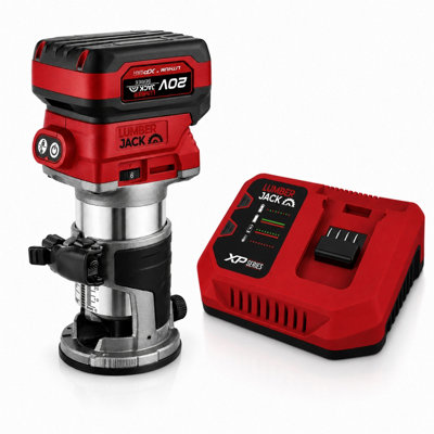 Lumberjack 20V Cordless Palm Trim Router Kit 1/4 & 3/8 Inch with 4.0Ah ...