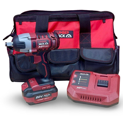 Lumberjack 20V Impact Wrench 1x 4Ah Battery, Fast Charger & Carry Bag