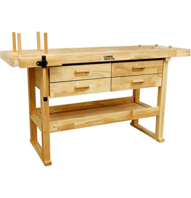 Lumberjack Heavy Duty Solid Wooden Woodworking Work Bench with 4 x ...