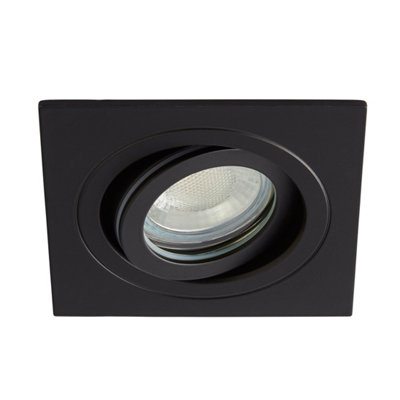 Lumiere Matt Black Recessed Tiltable Square LED Downlight, IP65 Fire ...