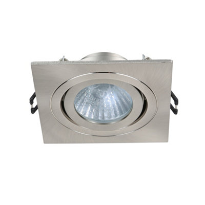 Lumiere Nickel Effect Recessed Tiltable Square LED Downlight, IP65 Fire ...