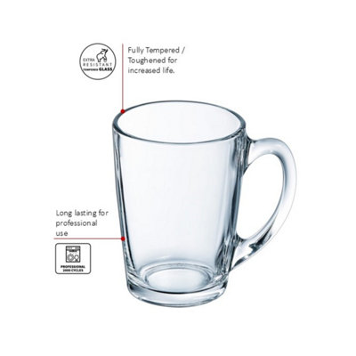 Luminarc Coffee Mug Tea Cup New Morning Glass Clear Dishwasher Safe ...