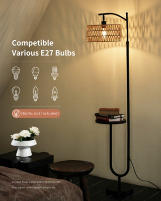LuminexDesigns Adjustable Floor Lamp with Shelf - 152-176CM Black ...