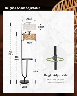 LuminexDesigns Adjustable Floor Lamp with Shelf - 152-176CM Black ...