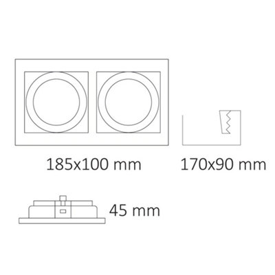 Luminosa Akrah Rectangular Recessed Downlight Spotlight White