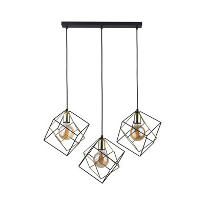 Luminosa Alambre Bar Pendant Ceiling Light Black, Gold 3xE27