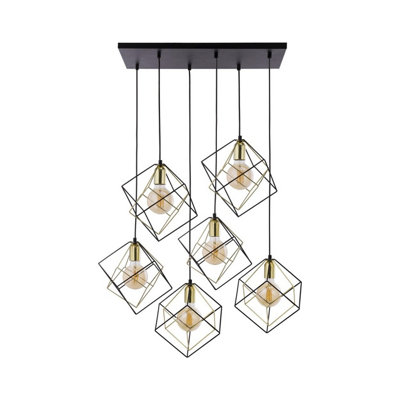 Luminosa Alambre Cluster Pendant Ceiling Light Black, Gold 6xE27