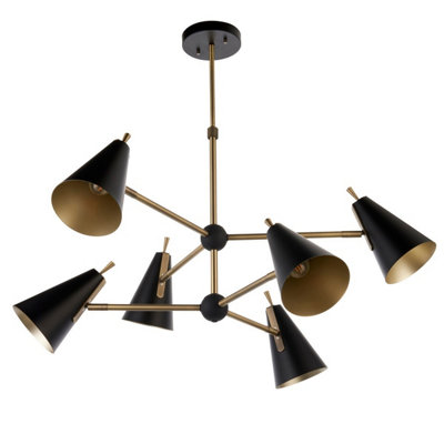 Luminosa Alta Multi Arm Shade Pendant Ceiling Lamp, Matt Antique Brass ...