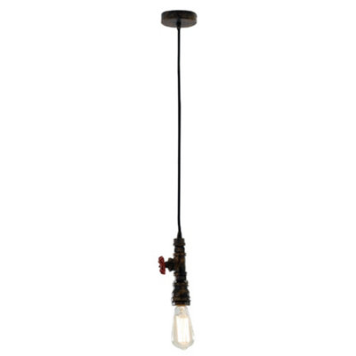 Luminosa AMARCORD Slim Industrial Pendant Ceiling Light Rust 12x18.6cm