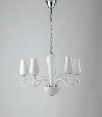 Luminosa ANGEL 5 Light Multi Arm Pendant Ceiling Light White 64x45cm