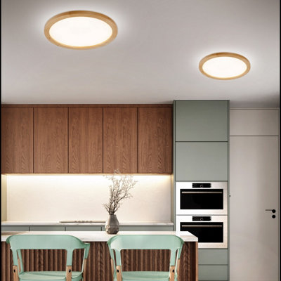 Luminosa Aqua 52.5cm Flush Ceiling Light Wood 1xLED 45W
