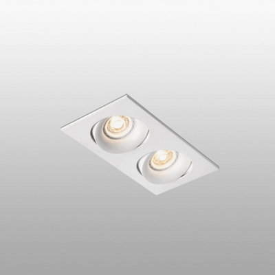 Luminosa Arg 2 Light Double Square Tiltable Recessed Spotlight White, GU10