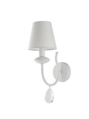 Luminosa ARTHUR Wall Lamp with Shade White, Fabric Lampshade 15x40x24.5cm