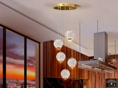 Luminosa Austral Modern Cluster Drop 5 Light LED Pendant Light ...