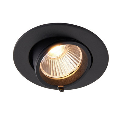 Luminosa Axial CCT 10.5W Round Recessed Downlight Matt Black Paint at B&Q