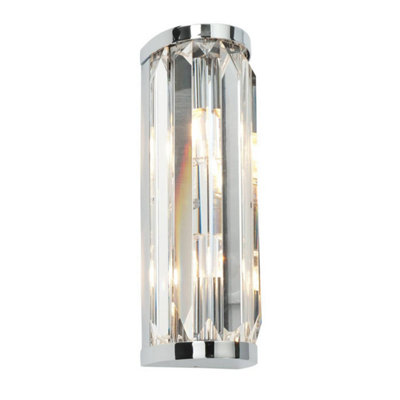 Luminosa Bathroom 2 Light Wall Light Chrome with Crystal IP44, G9