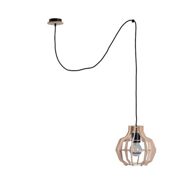 Luminosa Bento Wire Frame Pendant Ceiling Light Black, Wood, 28cm, 1x ...