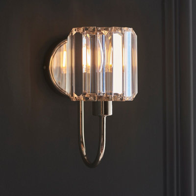 LUMINOSA BERENICE GLASS SHADE WALL LAMP BRIGHT NICKEL