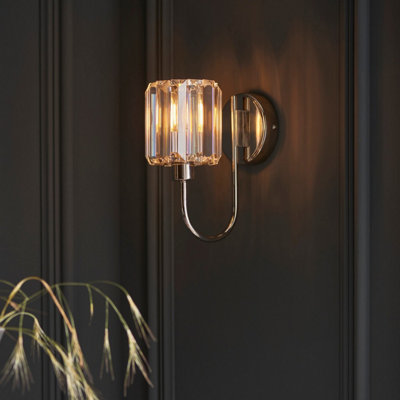 LUMINOSA BERENICE GLASS SHADE WALL LAMP BRIGHT NICKEL