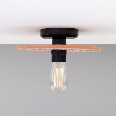 Luminosa Bog Oak Ceiling Light, Red Iron, Matte Black