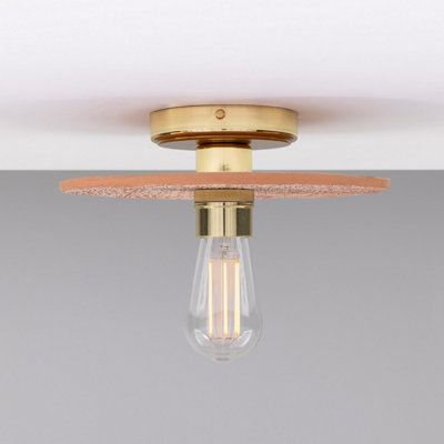 Luminosa Bog Oak Ceiling Light, Red Iron, Polished Brass