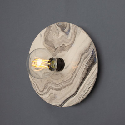 Luminosa Bog Oak Wall Light Marbled, Matt Black