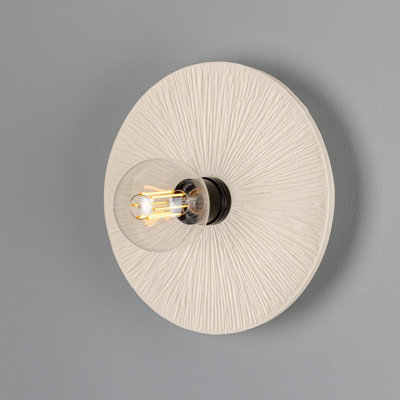 Luminosa Bog Oak Wall Light Matte White Striped, Matte Black