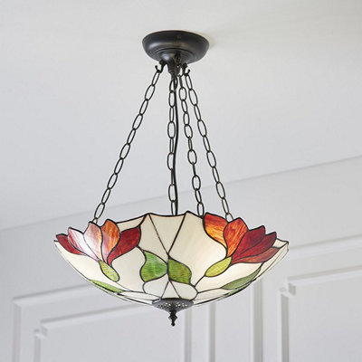 Luminosa Botanica 3 Light Inverted Ceiling Pendant Dark Bronze, Tiffany ...