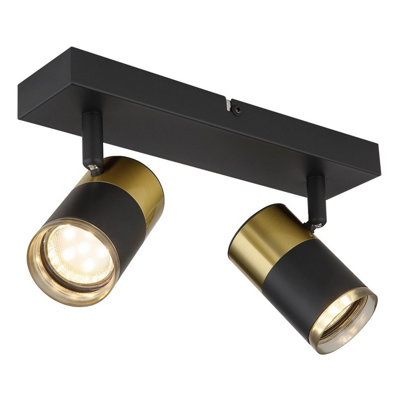 Luminosa Brisbon Twin Ceiling Spotlight Matt Black 2x GU10