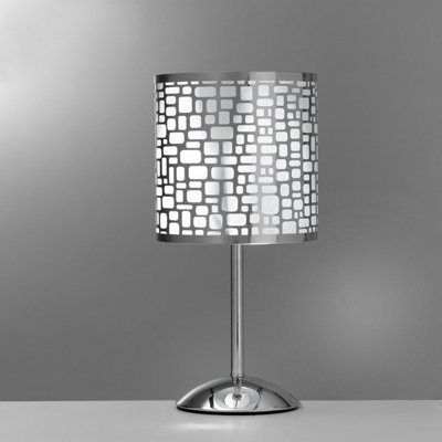 Luminosa Bruce Table Lamp With Round Shade, Silver