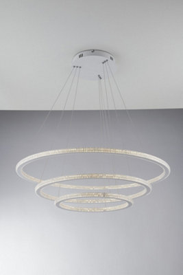 Luminosa Bryant Integrated LED 3 Tier Circular Crystal Pendant Light, 4000K