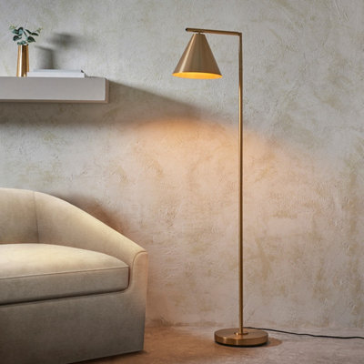 Luminosa Cape Task Floor Lamp Warm Antique Brass Plate, 1x E27