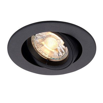 Luminosa Cast Recessed Downlight Round Adjustable Matt Black 80mm Cut ...