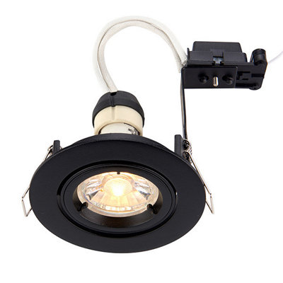 Luminosa Cast Recessed Downlight Round Adjustable Matt Black 80mm Cut ...