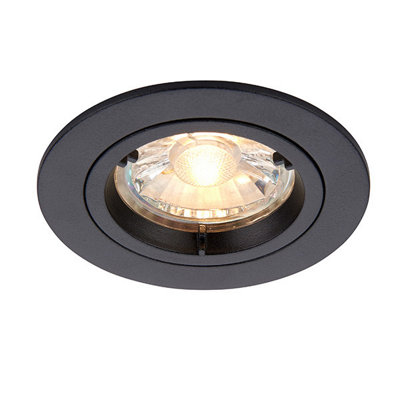 Luminosa Cast Recessed Downlight Round Matt Black 70mm Cut-Out Dimmable