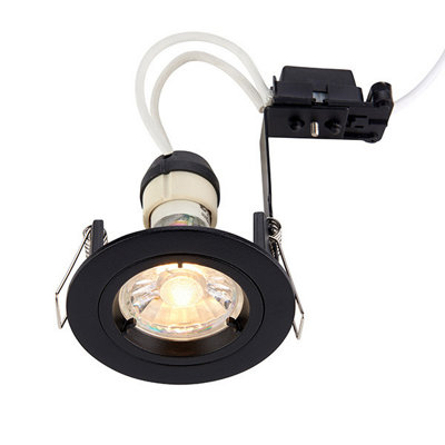Luminosa Cast Recessed Downlight Round Matt Black 70mm Cut-Out Dimmable