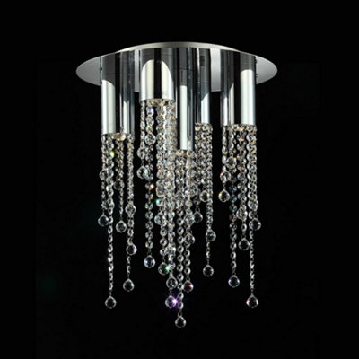 Luminosa Classic Flush Ceiling Light Chrome 5 Light with Crystal Shade ...