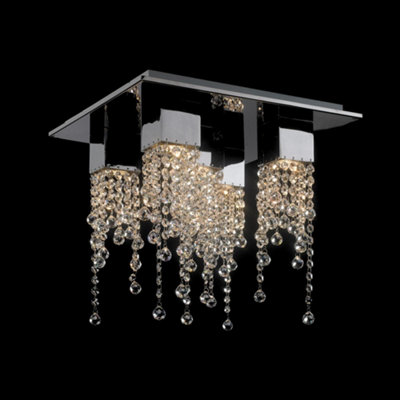 Luminosa Classic Flush Ceiling Light Chrome 5 Light with Crystal Shade ...