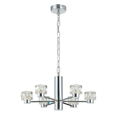 Luminosa Contemporary Multi Arm Pendant Ceiling 6 Light Chrome, Glass