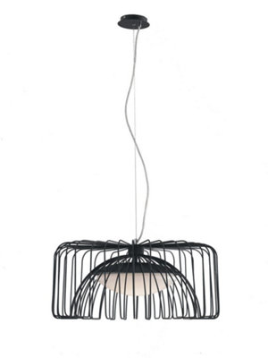 Luminosa COUGAR LED Wire Frame Pendant Ceiling Light Black 1920lm 4000K ...