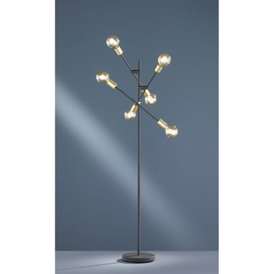 Luminosa Cross Modern 6 Light Multi Arm Floor Lamp Black Matt with ...