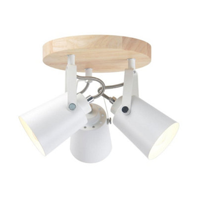 Luminosa Dera Round Ceiling Spotlight 3xE14 Natural Wood