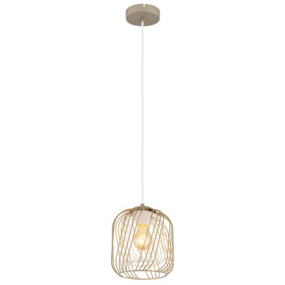 Luminosa Dichti 18cm Wire Frame Pendant Ceiling Light Sand Colored Matt ...