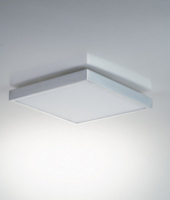 Luminosa Domo Square LED Flush Ceiling Lamp, Chrome, 4000K