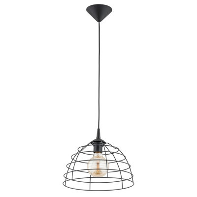 Luminosa Don Wire Frame Pendant Ceiling Light Black, 30cm, 1x E27