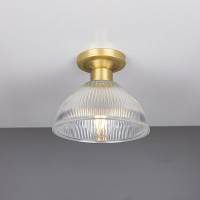 Luminosa Erbil Prismatic Flush Ceiling Fitting, Satin Brass